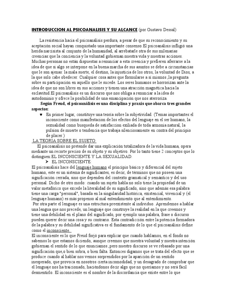 Resumen Texto 4 (Desarrollo 1) | PDF | Psicoanálisis | Mente inconsciente