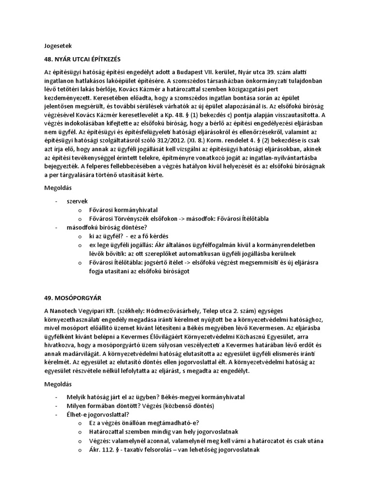 ELTE Közigazgatási Jog 3. - Jogesetek Megoldásokkal | PDF