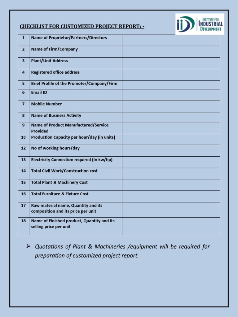 Checklist For Website Bankable Report | PDF