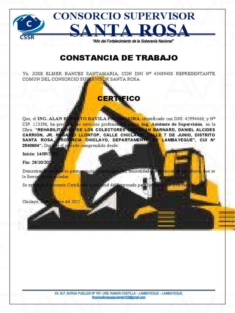 Certificado Alan Ruperto - Santa Rosa | PDF