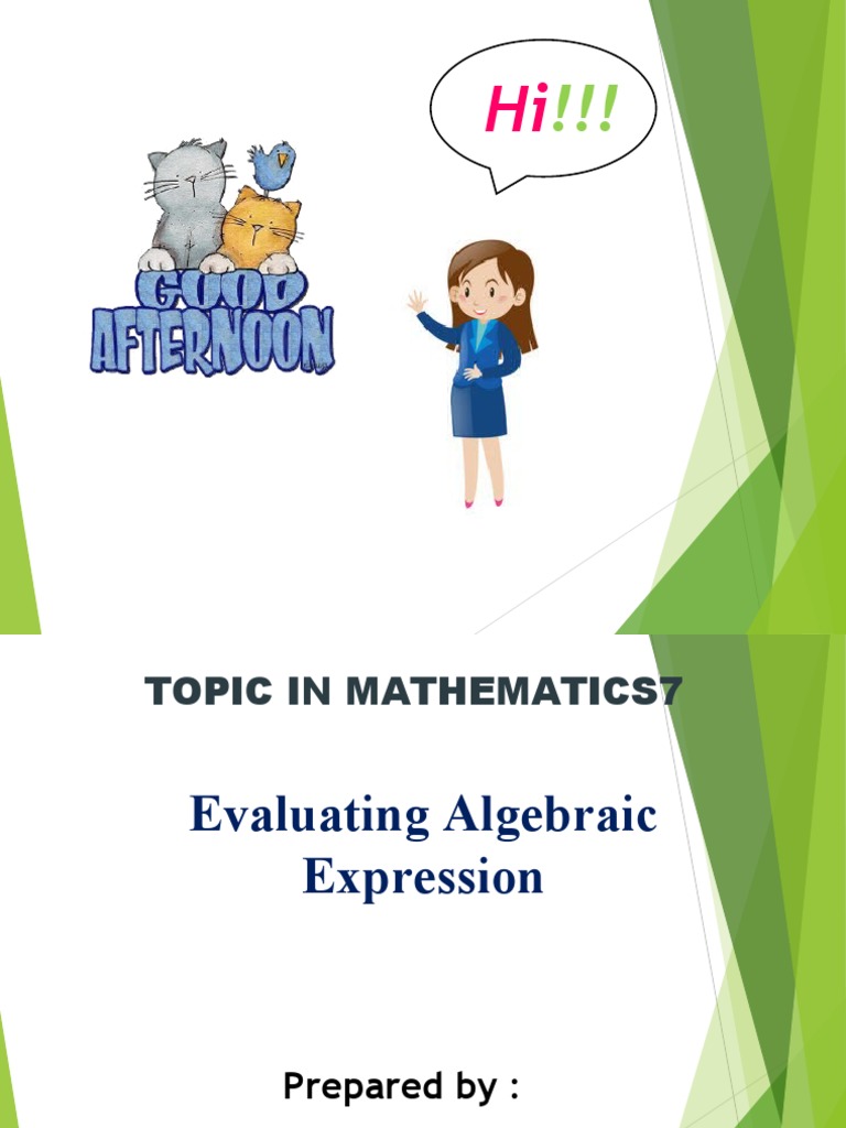 Evaluating Algebraic Expression | PDF | Teaching Methods & Materials