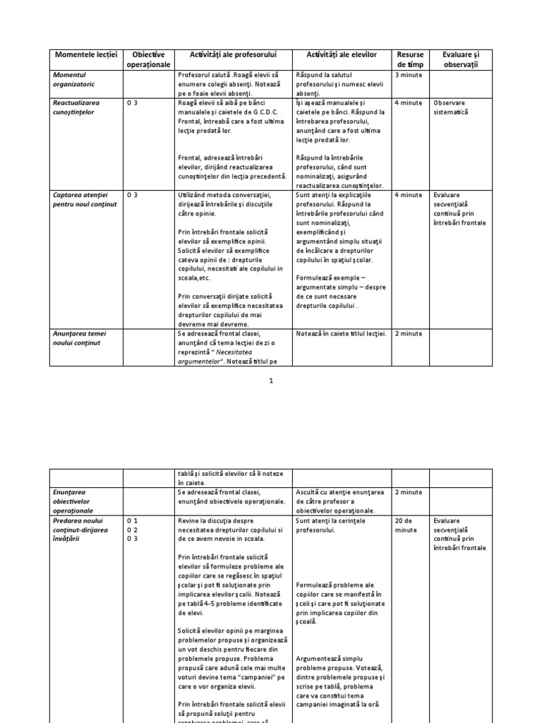 Scenariu Claudia Clasa A AV A B | PDF