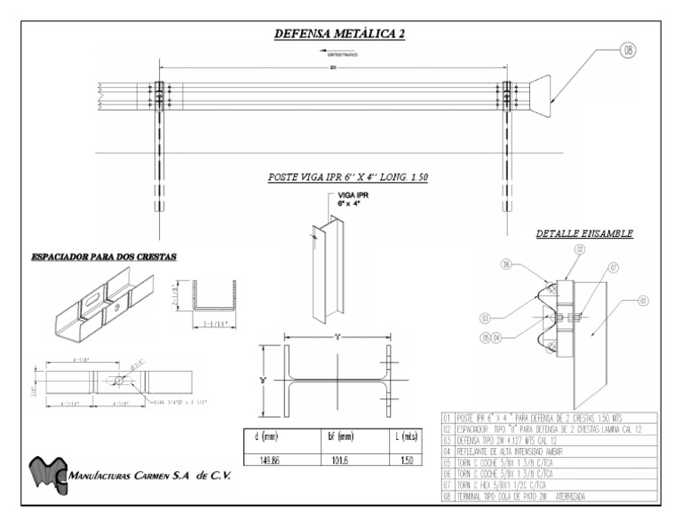 Especificaciones de Flex Beam Manufacturas El Carmen | PDF