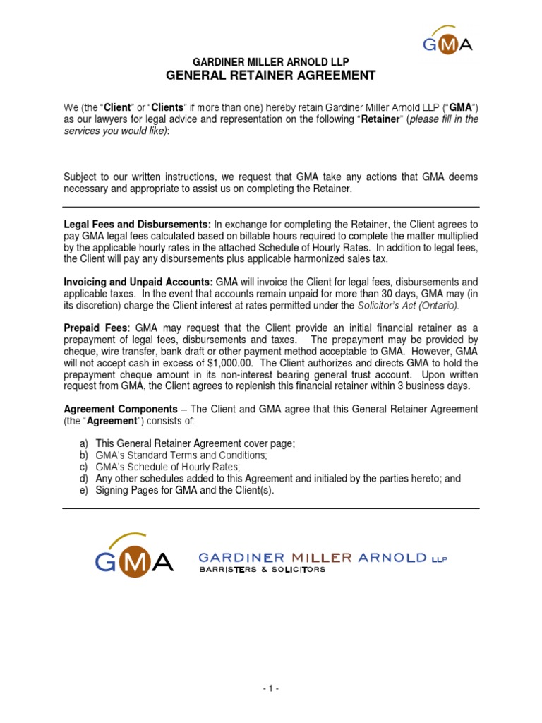 General Retainer Agreement Overview | PDF | Indemnity | Private Law