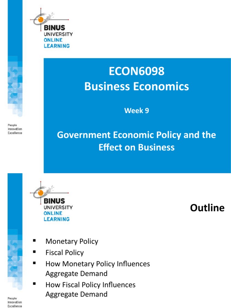 PPT9 Government Economic Policy and The Effect On Business | PDF | Fiscal Policy | Fiscal Multiplier