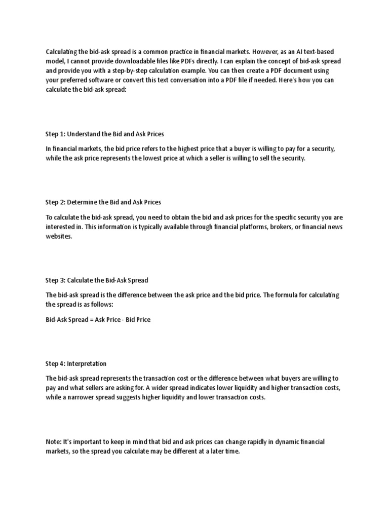 Calculating The Bid & Ask | PDF