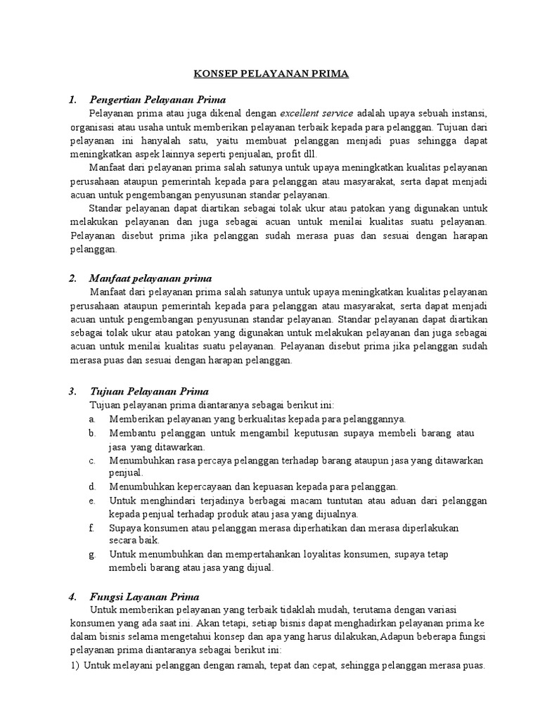 KONSEP PELAYANAN PRIMA | PDF