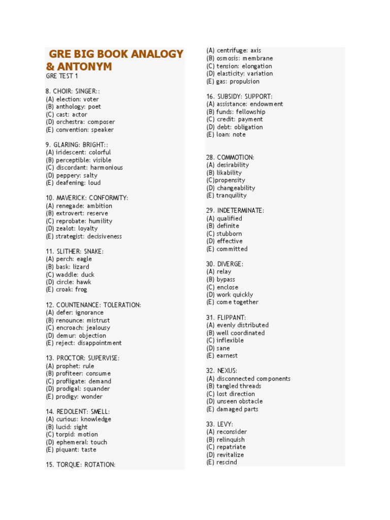Analogy From Big Book.2 Analogy HW | PDF
