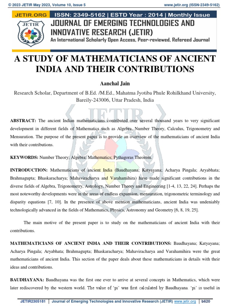 Ancient Indian Mathematicians' Contributions | PDF | Mathematics | Numbers