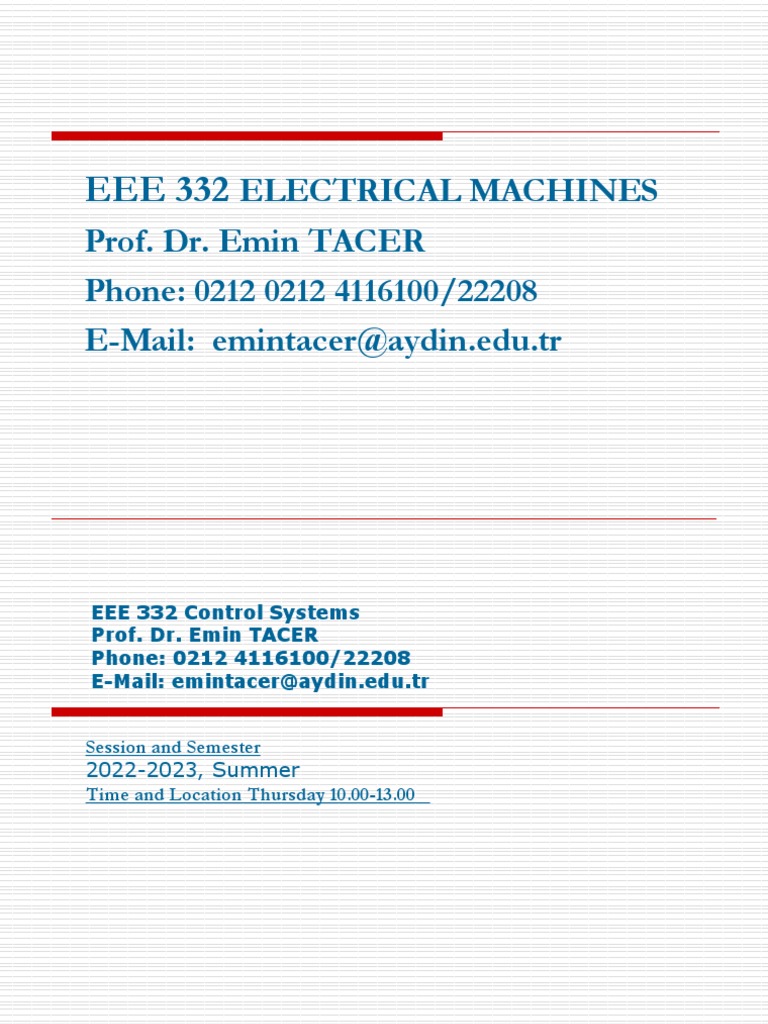 Eee341 Electrical Machines Syllabus | PDF