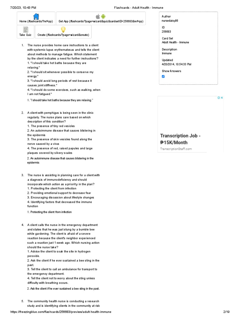Adult Health Immune Flashcards | PDF | Antibody | Immunoglobulin G