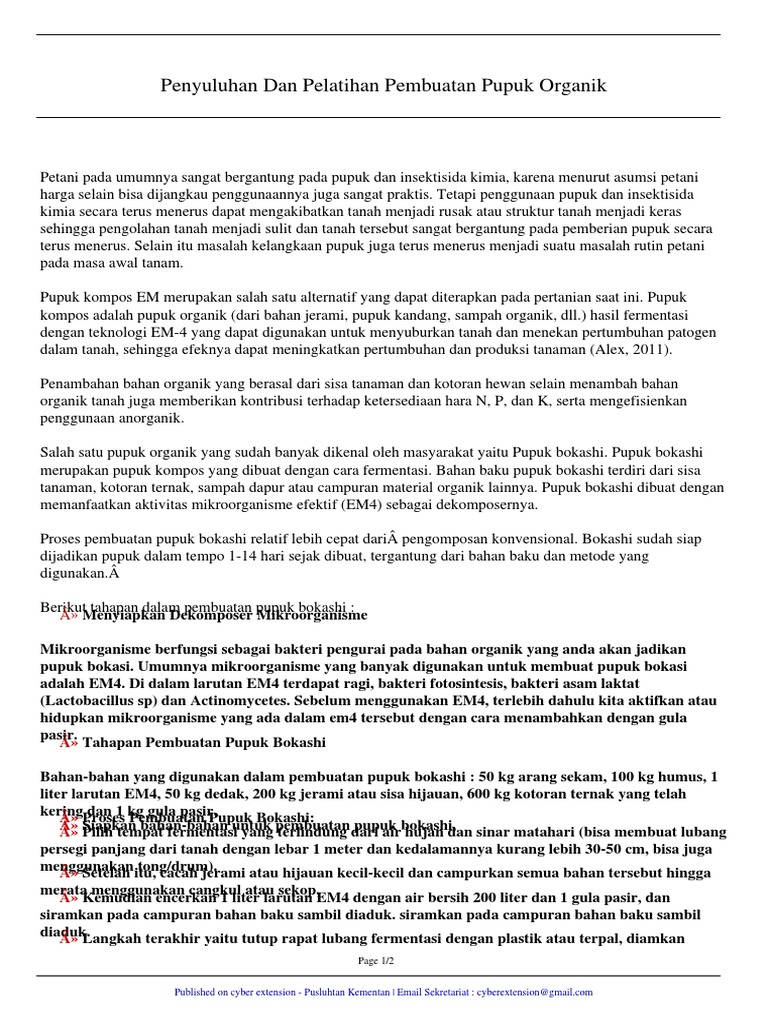 Pembuatan Pupuk Organik | PDF