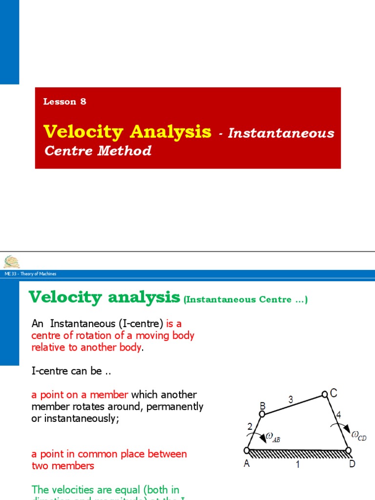 Instantaneous Centre Method Explained | PDF | Velocity | Machines