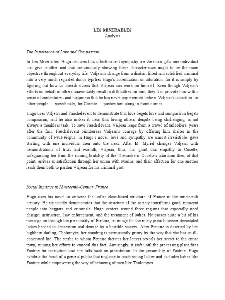 LES MISERABLES Analysis | PDF