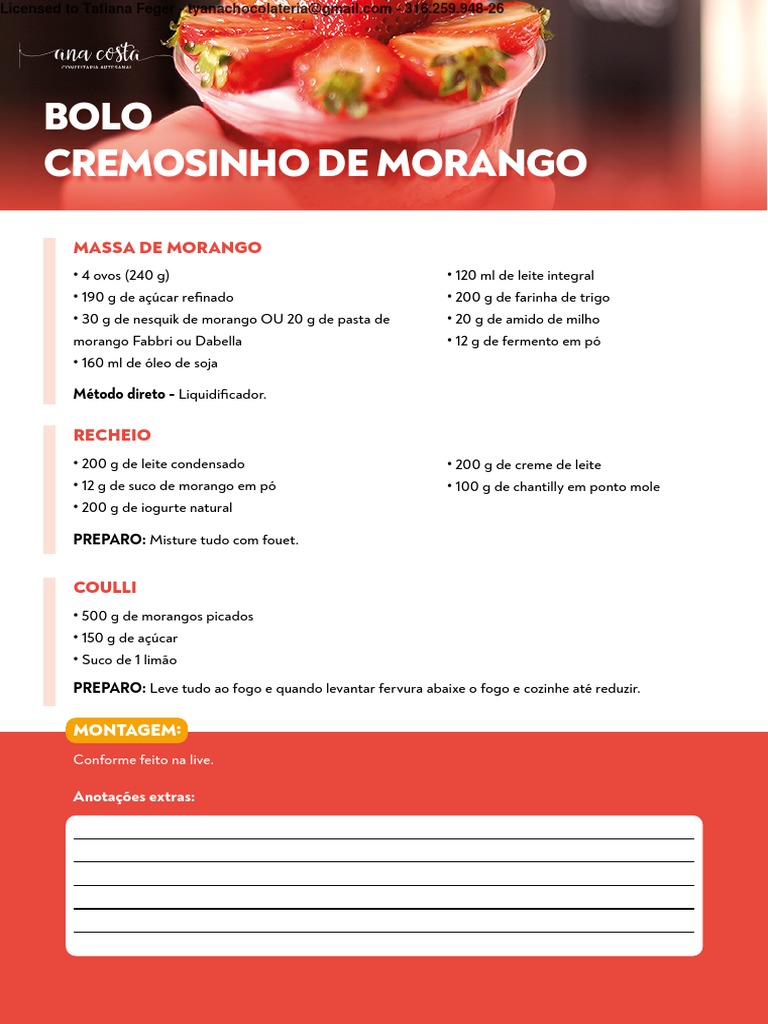 Receita Cremosinho Morango | PDF