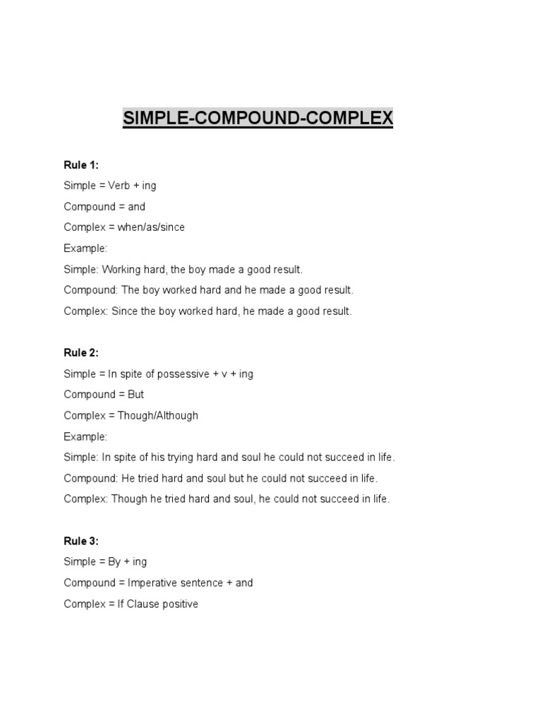 Simple Compound Complex | PDF