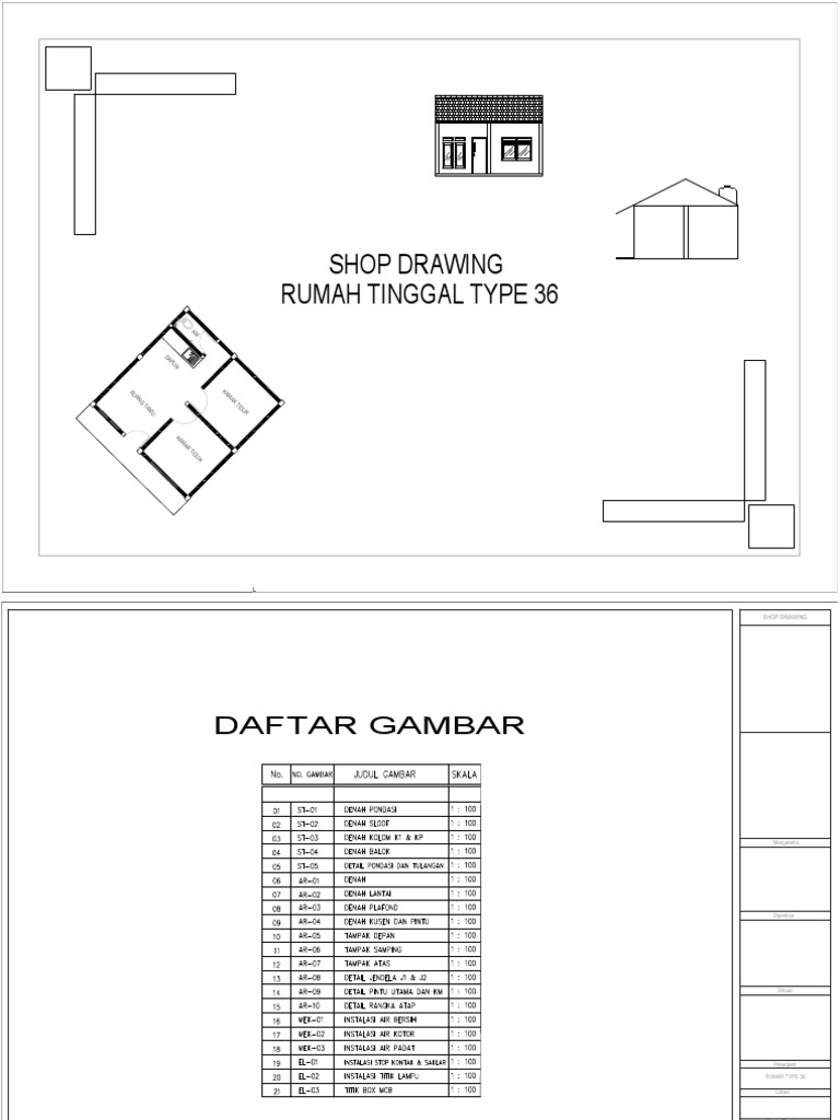Shop Drawing Rumah Type 36 | PDF
