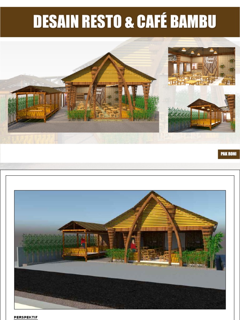 Rencana Desain Resto & Cafe Bambu - Pak Roni | PDF