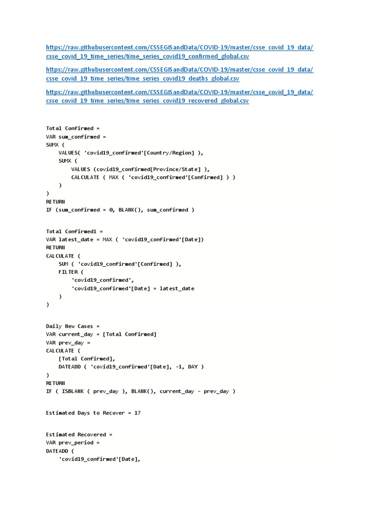 Covid Data For Pbi Dashboard | PDF