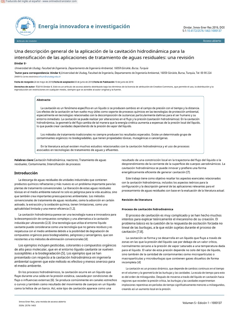 An Overview of The Application of Hydrodinamic Cavitation For ...
