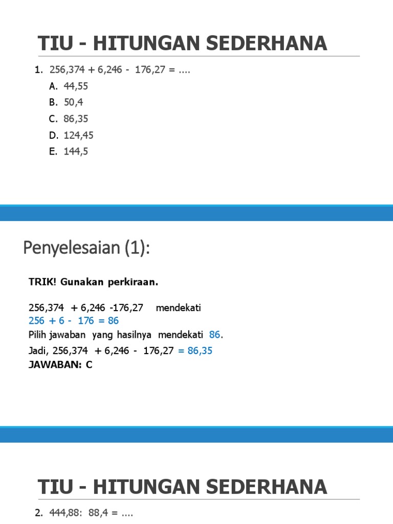 Hitungan Sederhana dan Penyelesaiannya | PDF