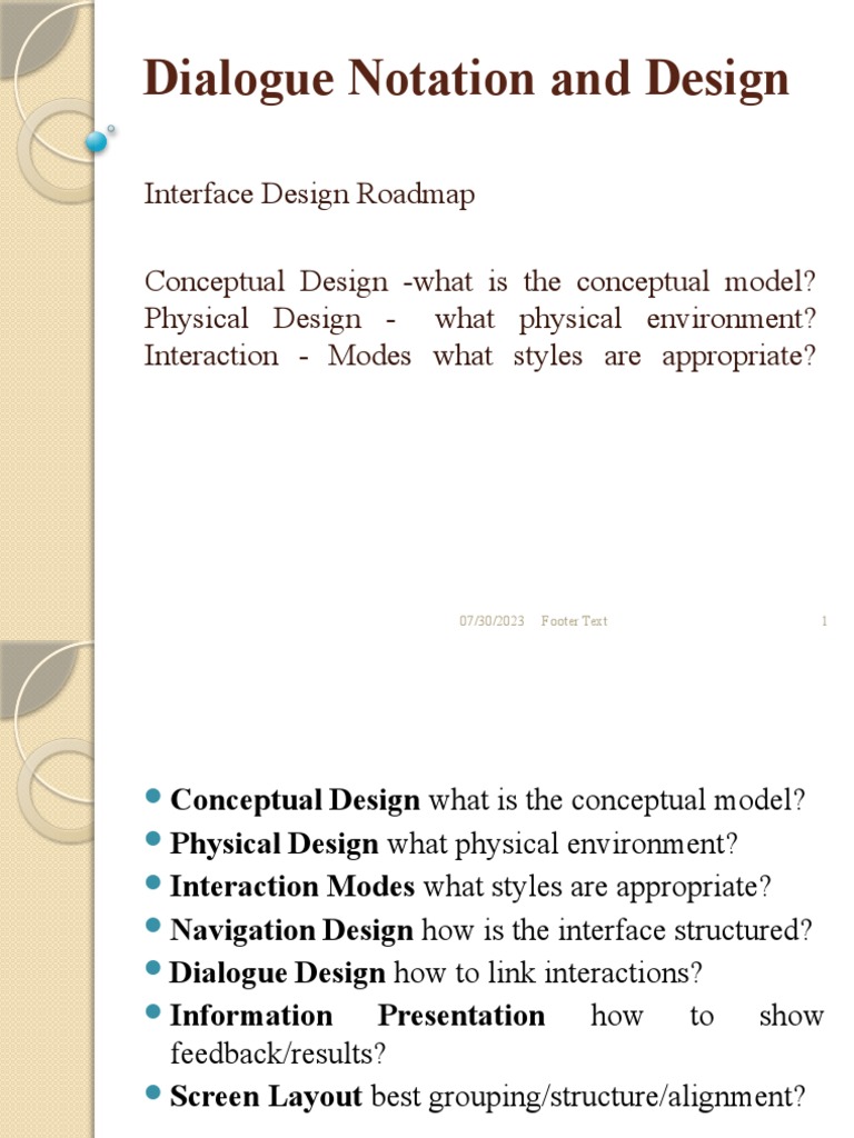 Week 6 Dialogue Notation and Design | PDF | Human–Computer Interaction | Graphical User Interfaces