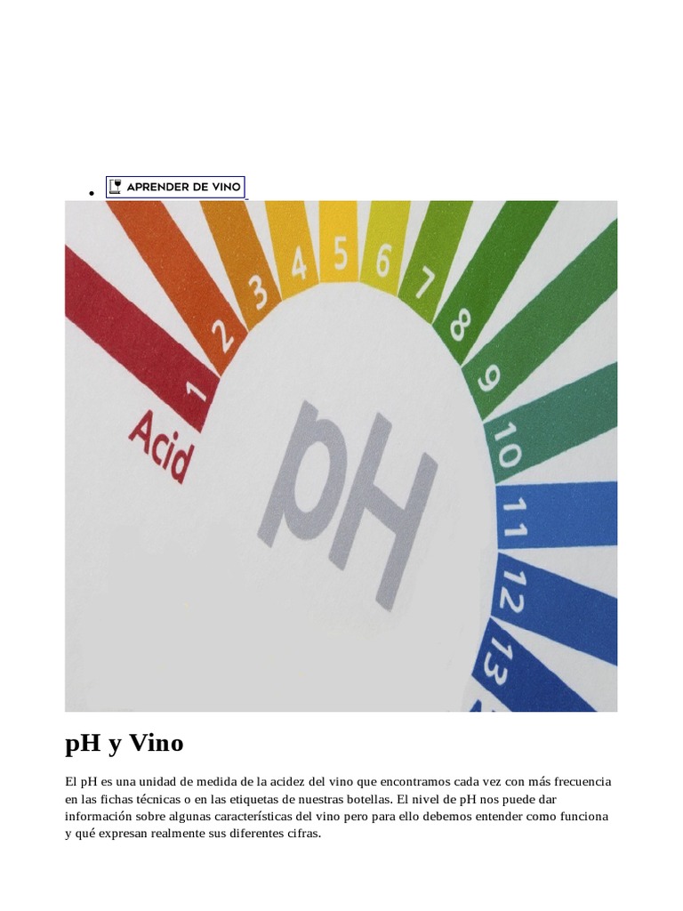 pH y Acidez en el Vino | PDF | Cocina, comidas y vino | Estudios de ...