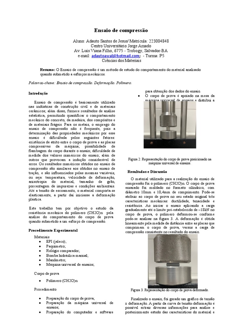 Ensaio de Compressão | PDF | Polímeros | Ductilidade