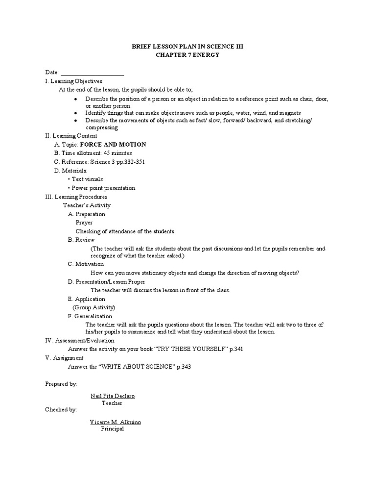 Brief Lesson Plan in Science III | PDF | Lesson Plan | Teachers
