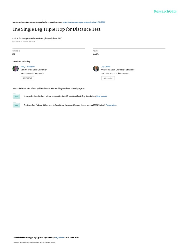 The Single Leg Triple Hop For Distance Test.13 | PDF | Musculoskeletal ...
