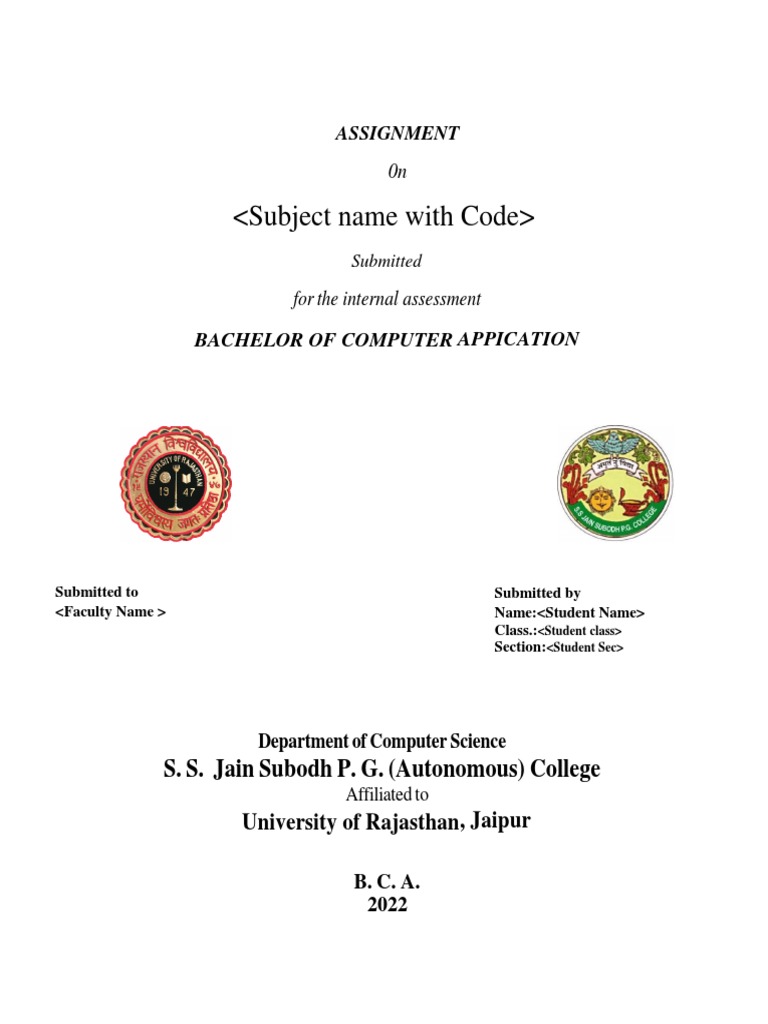 BCA Assignment Format and Instructions - 230522 - 185034 | PDF