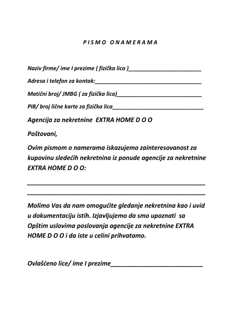 Pismo o Namerama | PDF