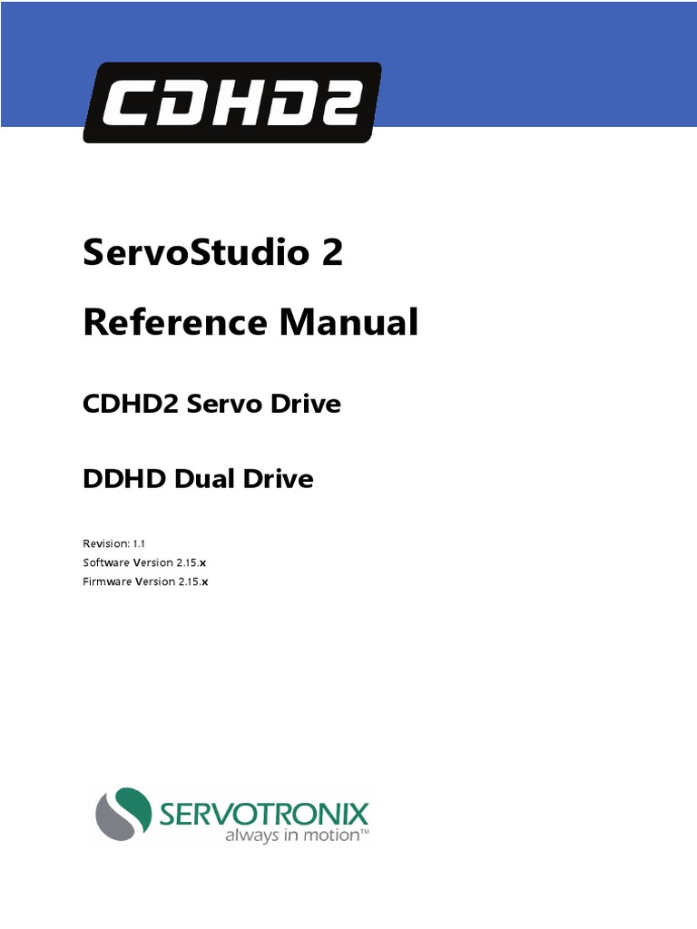 CDHD2 DDHD ServoStudio2 fw2.15.x Rev 1.1 | PDF | Command Line Interface | Installation (Computer ...