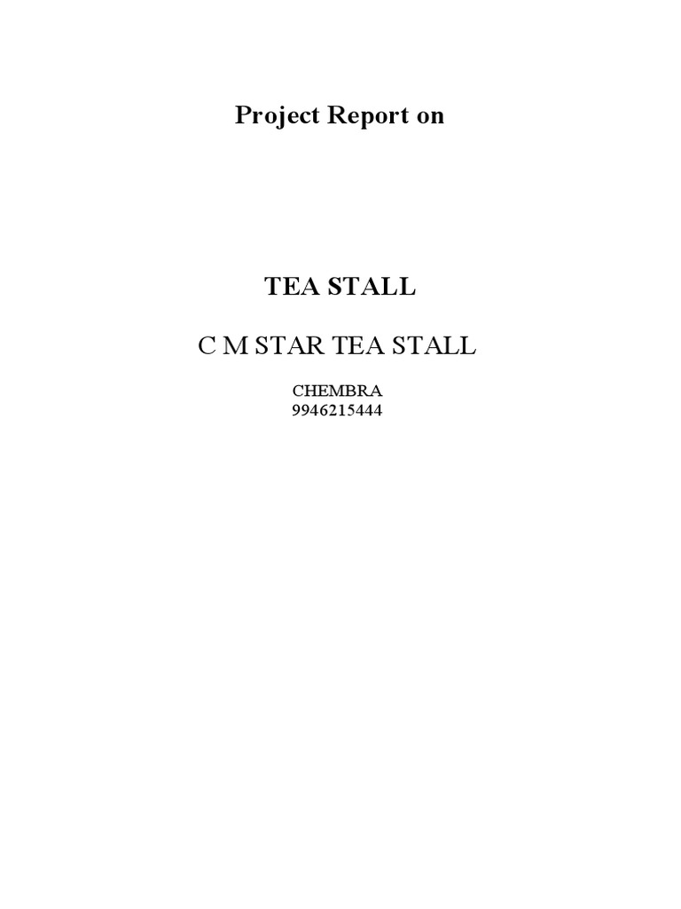 Project Report On TEA STALL | PDF