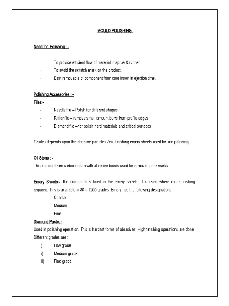 Mould Polishing | PDF | Abrasive | Grinding (Abrasive Cutting)