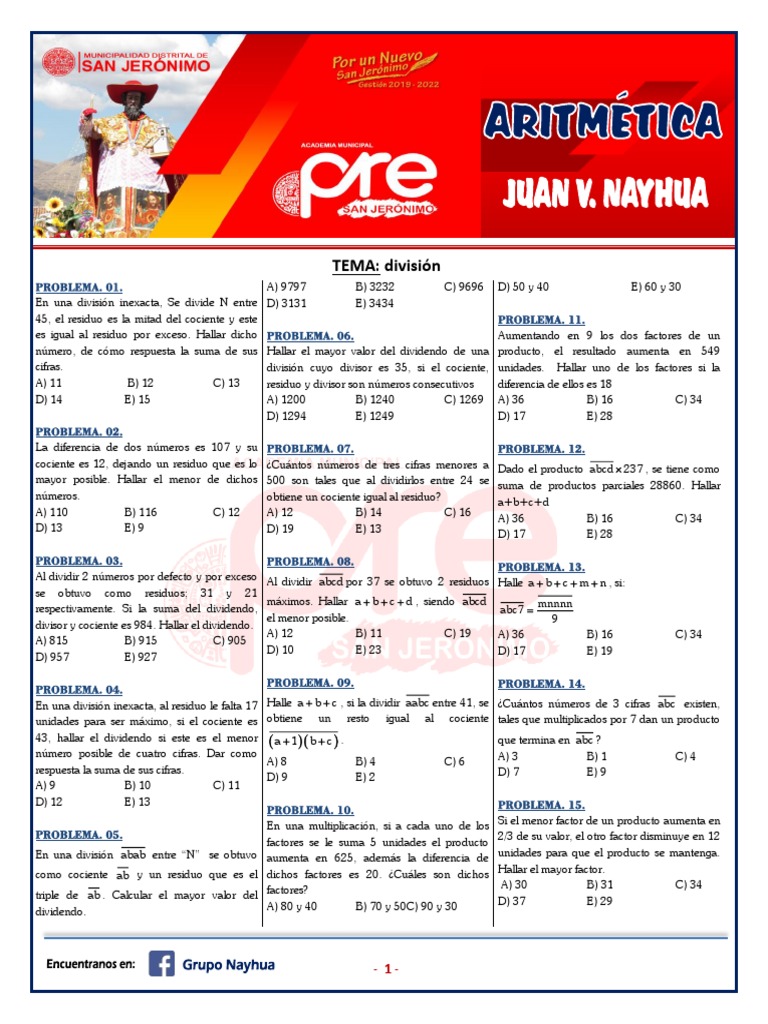 Division de Polinomios Ejercicios Pre San Jeronimo | PDF