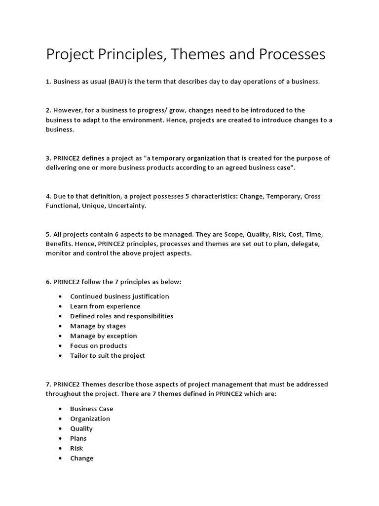 PRINCE2 Foundation Theme Notes | PDF | Risk | Risk Management