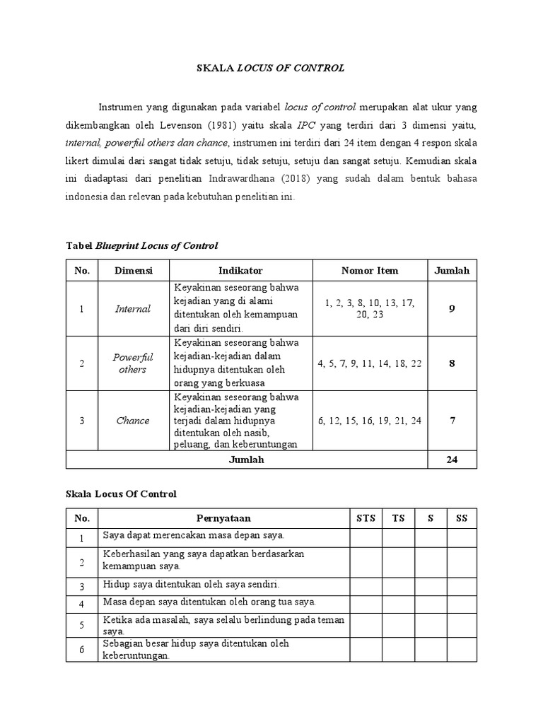 Skala Locus of Control Revisi | PDF