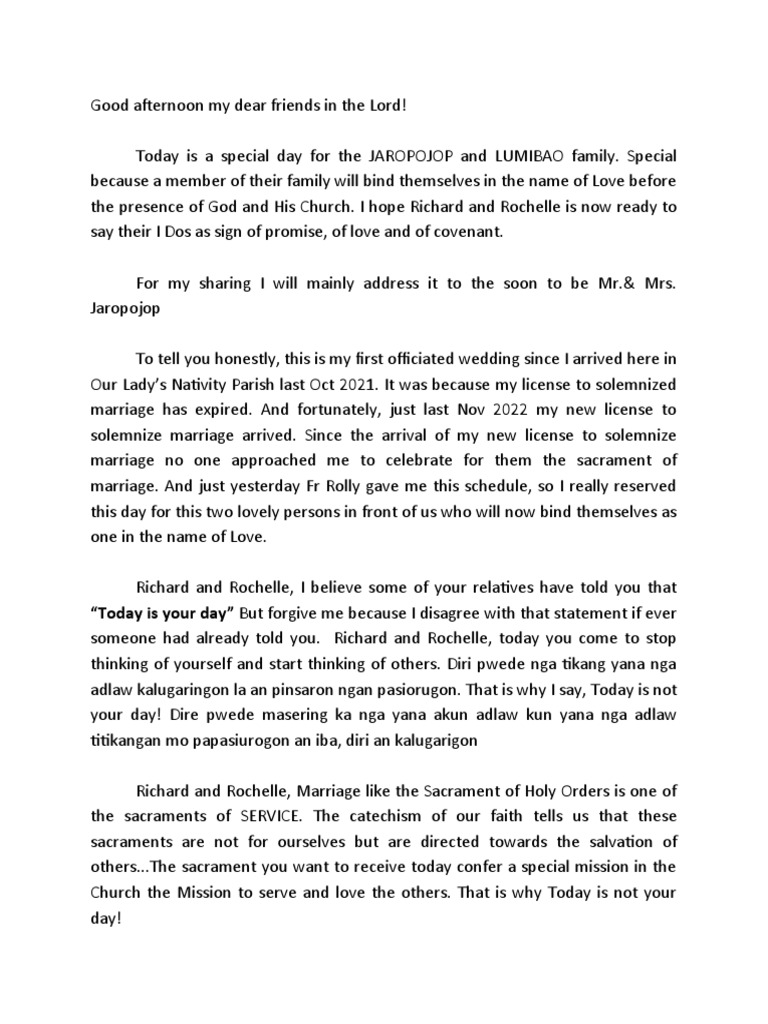 Wedding Homily | PDF