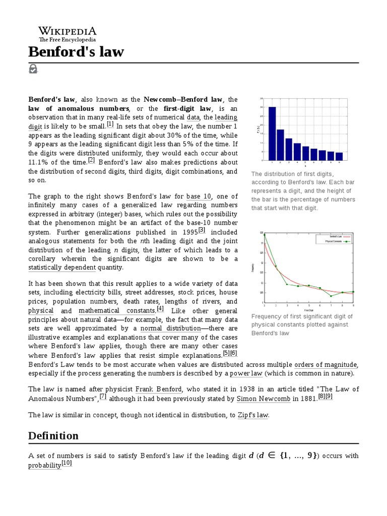 Benford's Law | PDF | Statistical Models | Statistics