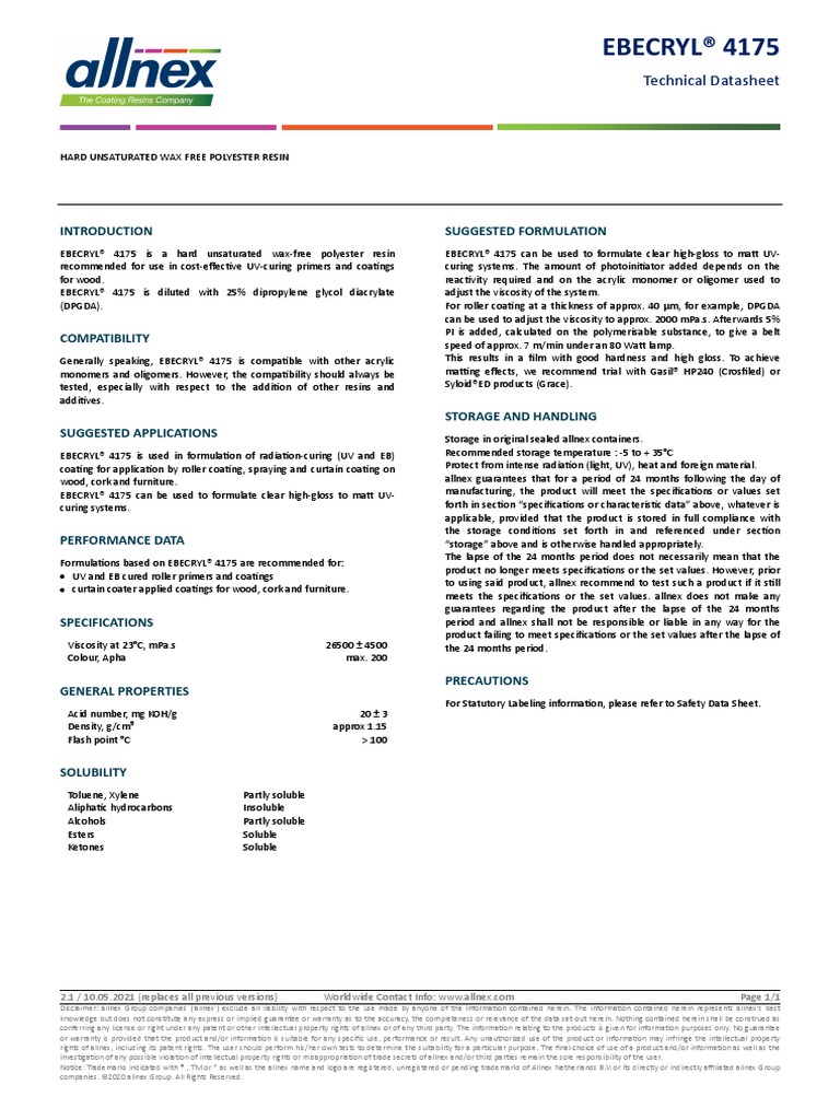 Ebecryl-4175 en A4 | PDF | Polyester | Intellectual Property