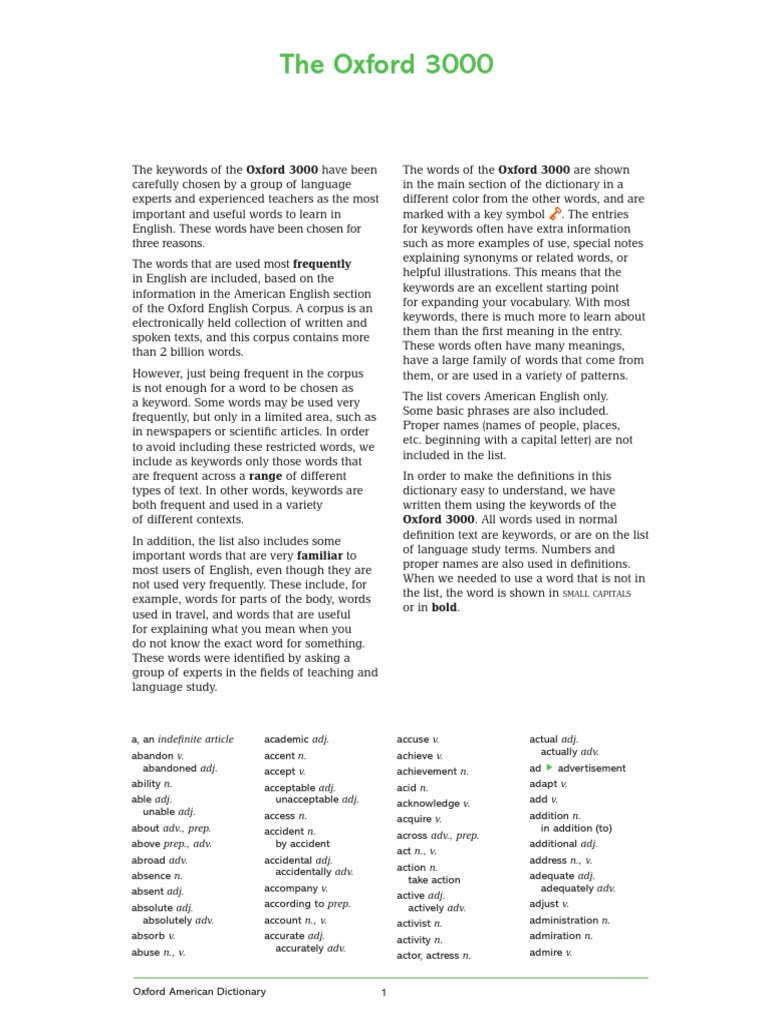 The Oxford 3000 | PDF | English Language | Reserved Word