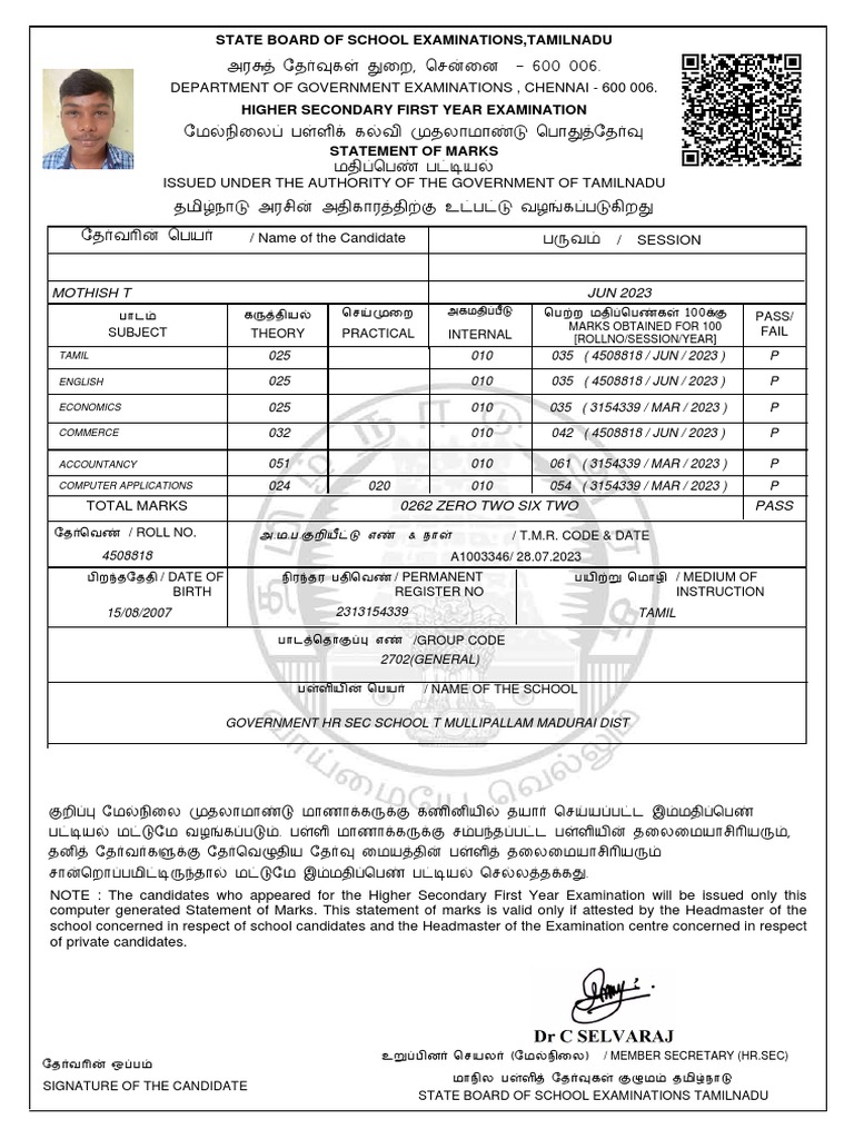 1 JUN Provisional Marksheet | PDF