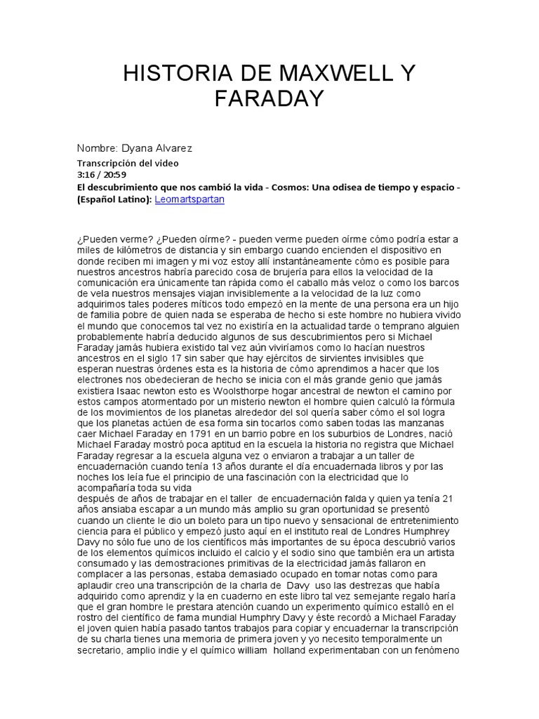 Historia de Faraday y Maxwell | PDF | Ligero | Campo magnético