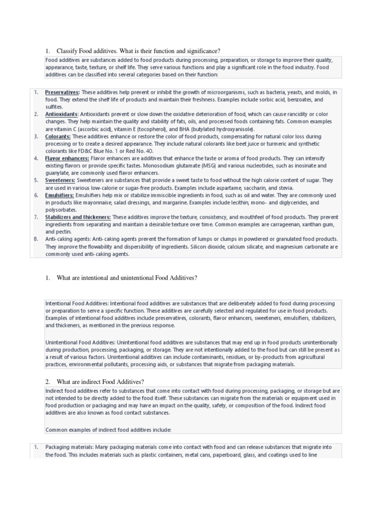 Food Additives | PDF | Wellness