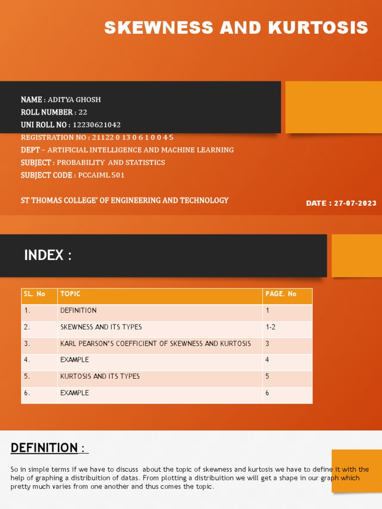 Skewness and Kutosis College | PDF | Skewness | Mode (Statistics)