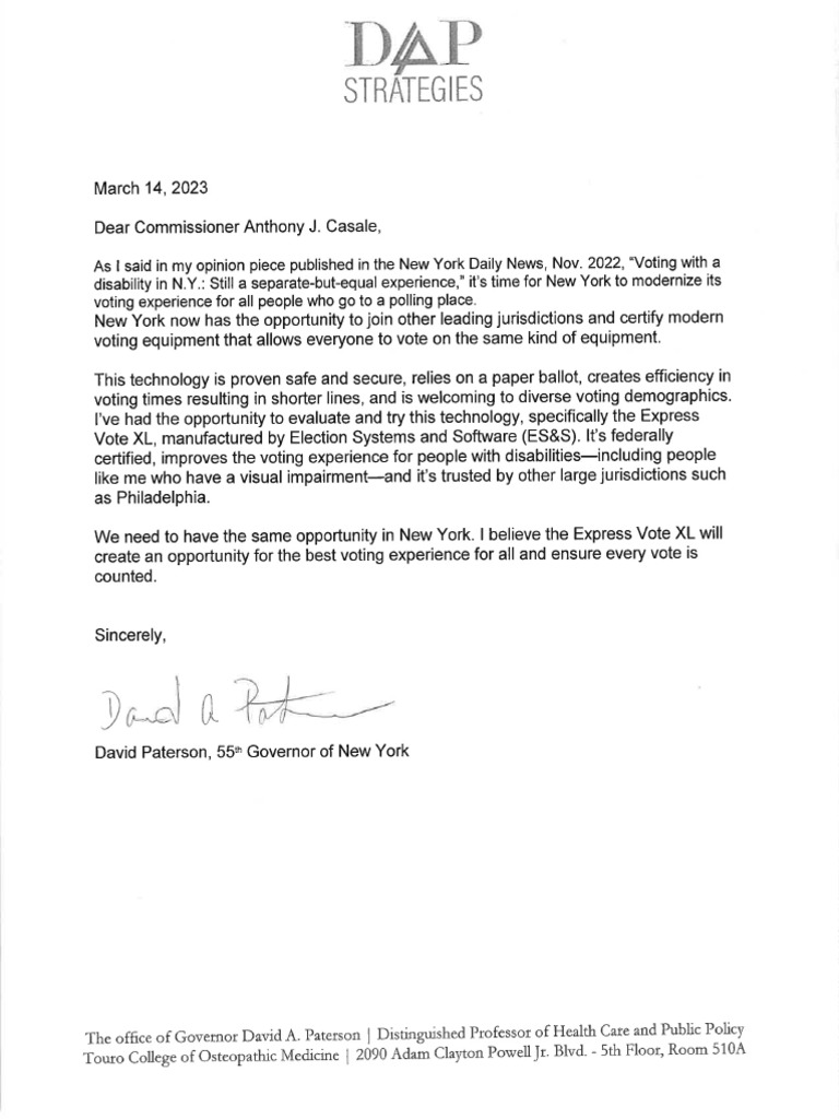 Governor David Paterson - To Casale | PDF
