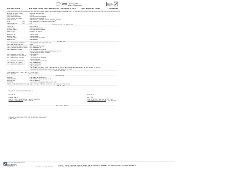 MT103, Kinpro vs. Claudio de Sanctis | PDF | Personal Finance | Business