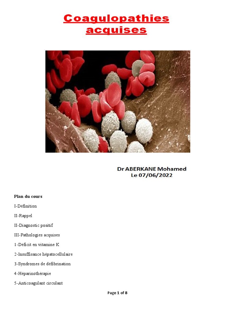 Pathologies de la coagulation | PDF | Hémostasie | Coagulation