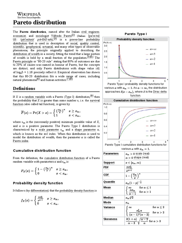Pareto Distribution | PDF | Probability Distribution | Statistics